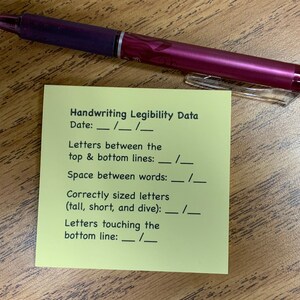 Sticky Note for Taking Handwriting Data- OT and Special Ed - Etsy