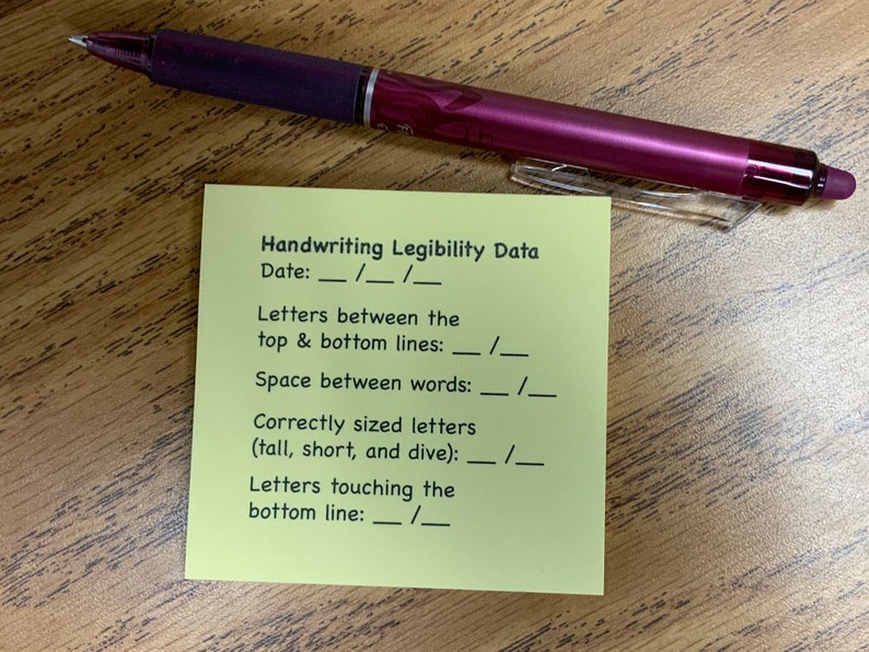 Sticky Note for Taking Handwriting Data- OT and Special Ed - Etsy