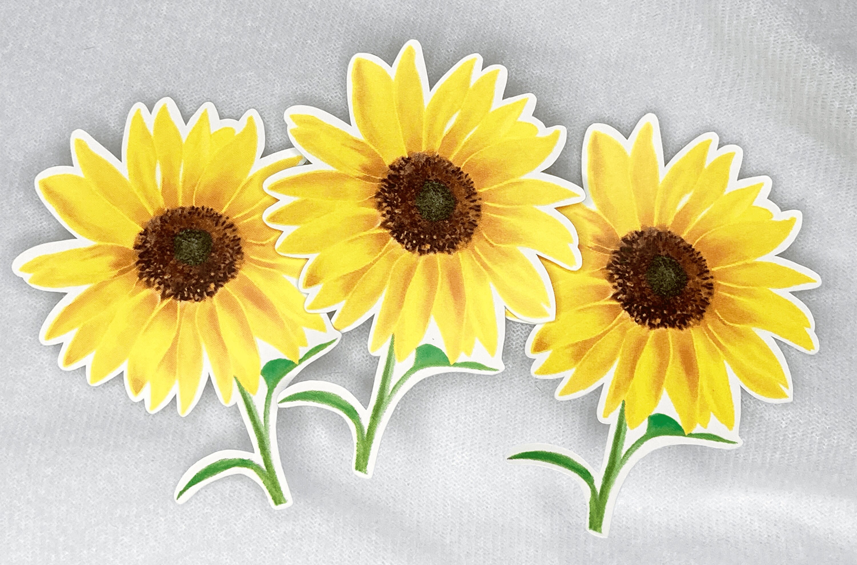 Sunny Sunflower Sticker With Leaves and Stem - Etsy