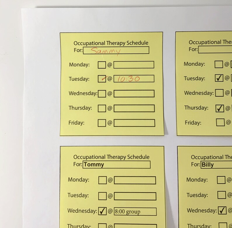 Printable Sticky Notes - Digital Download- OT Schedule Reminder - Etsy