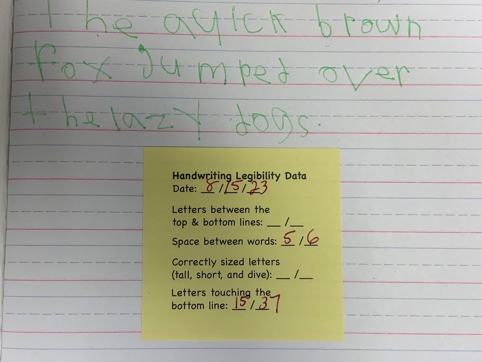 Sticky Note for Taking Handwriting Data- OT and Special Ed - Etsy