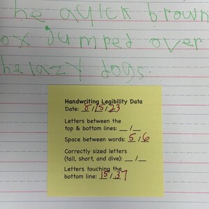 Sticky Note for Taking Handwriting Data- OT and Special Ed - Etsy