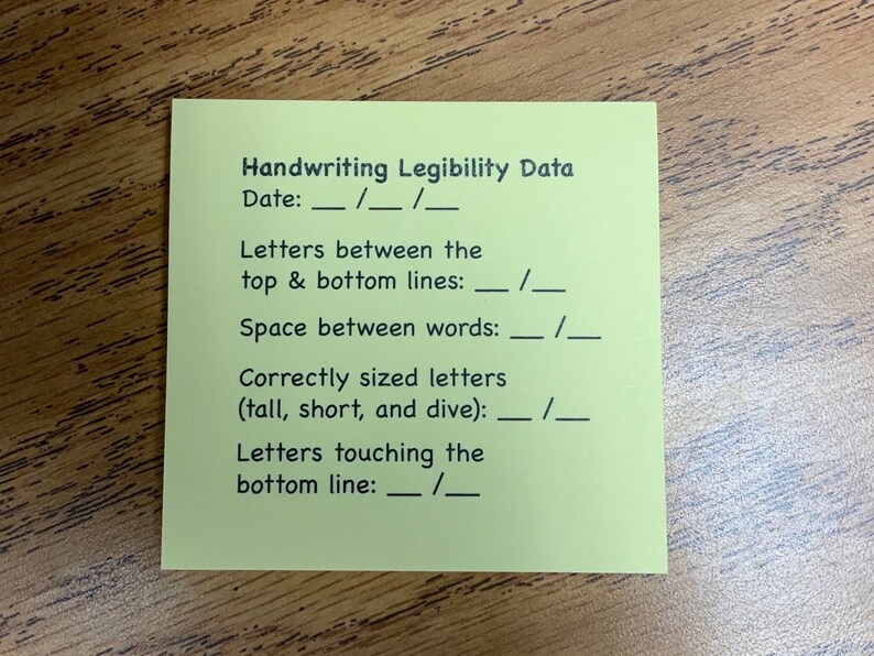 Sticky Note for Taking Handwriting Data- OT and Special Ed - Etsy
