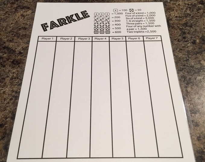 Double Sided Laminated Farkle Scorecard - 8.5" X 11" - Etsy