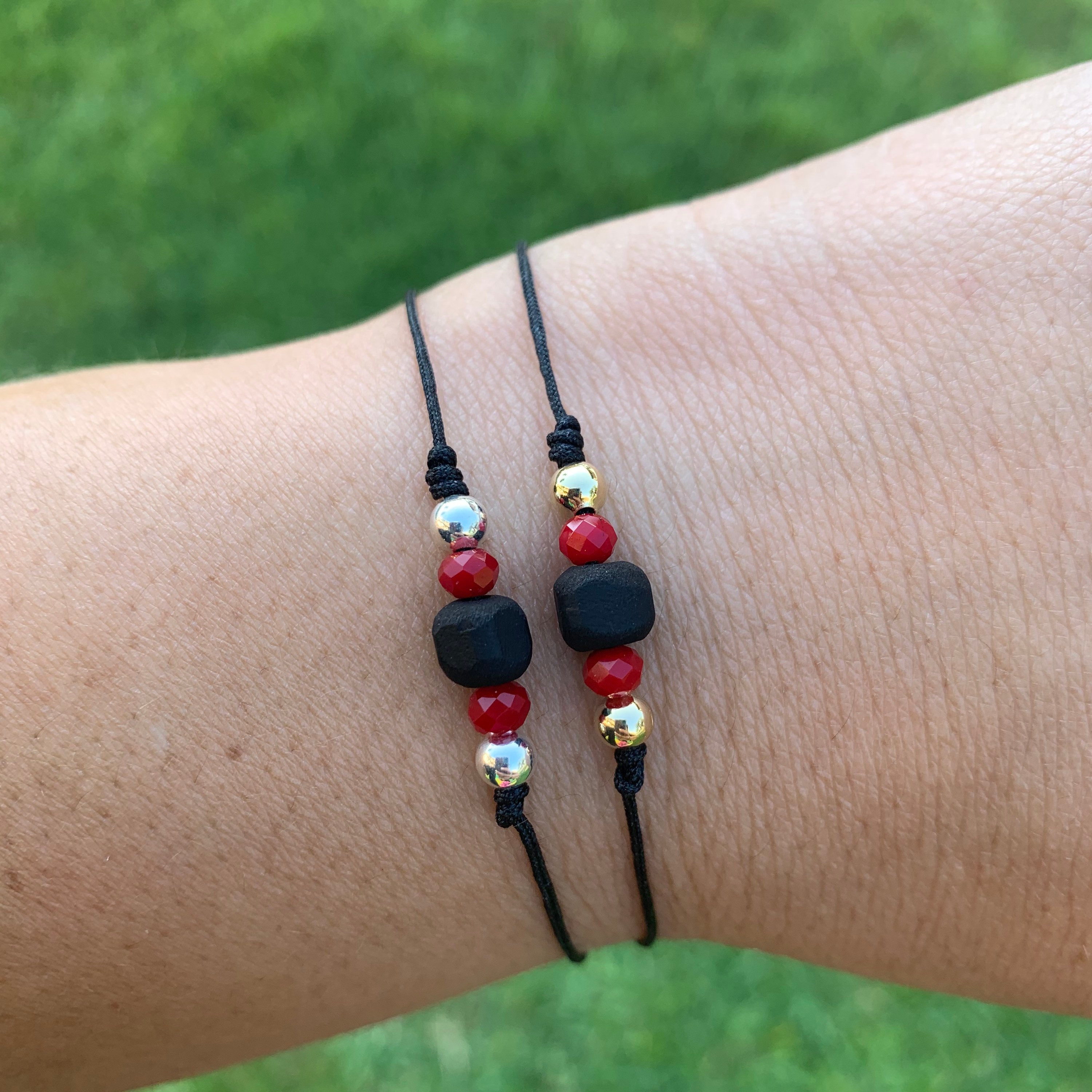 Genuine Azabache W/ Red Beads - Adjustable- Red/ Black String ...
