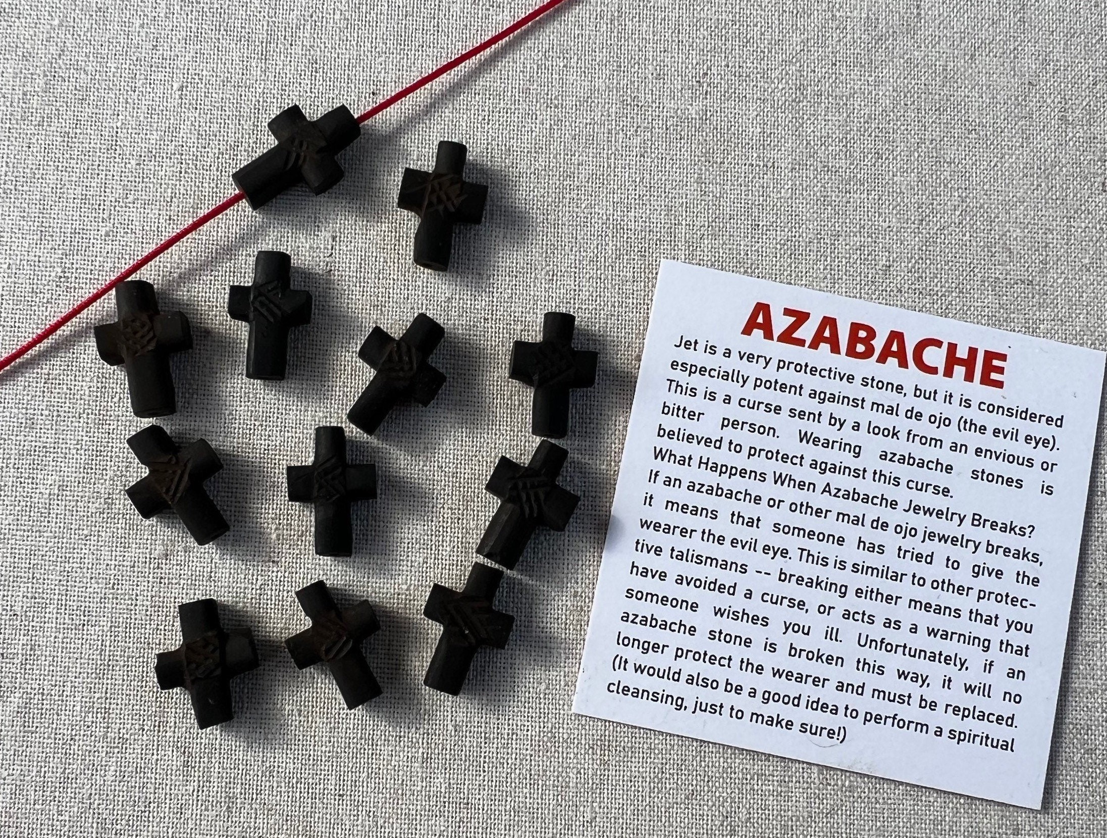 12 Pcs Genuine Azabache Cross Azabache Beads Jet Stone | Etsy