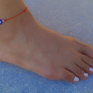 Anklet Jewelry With Jet Stone Evil Eye and Hamsa , Adjustable Anklet ...