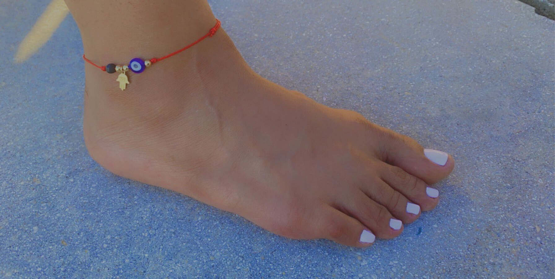 Anklet Jewelry With Jet Stone Evil Eye and Hamsa Adjustable - Etsy