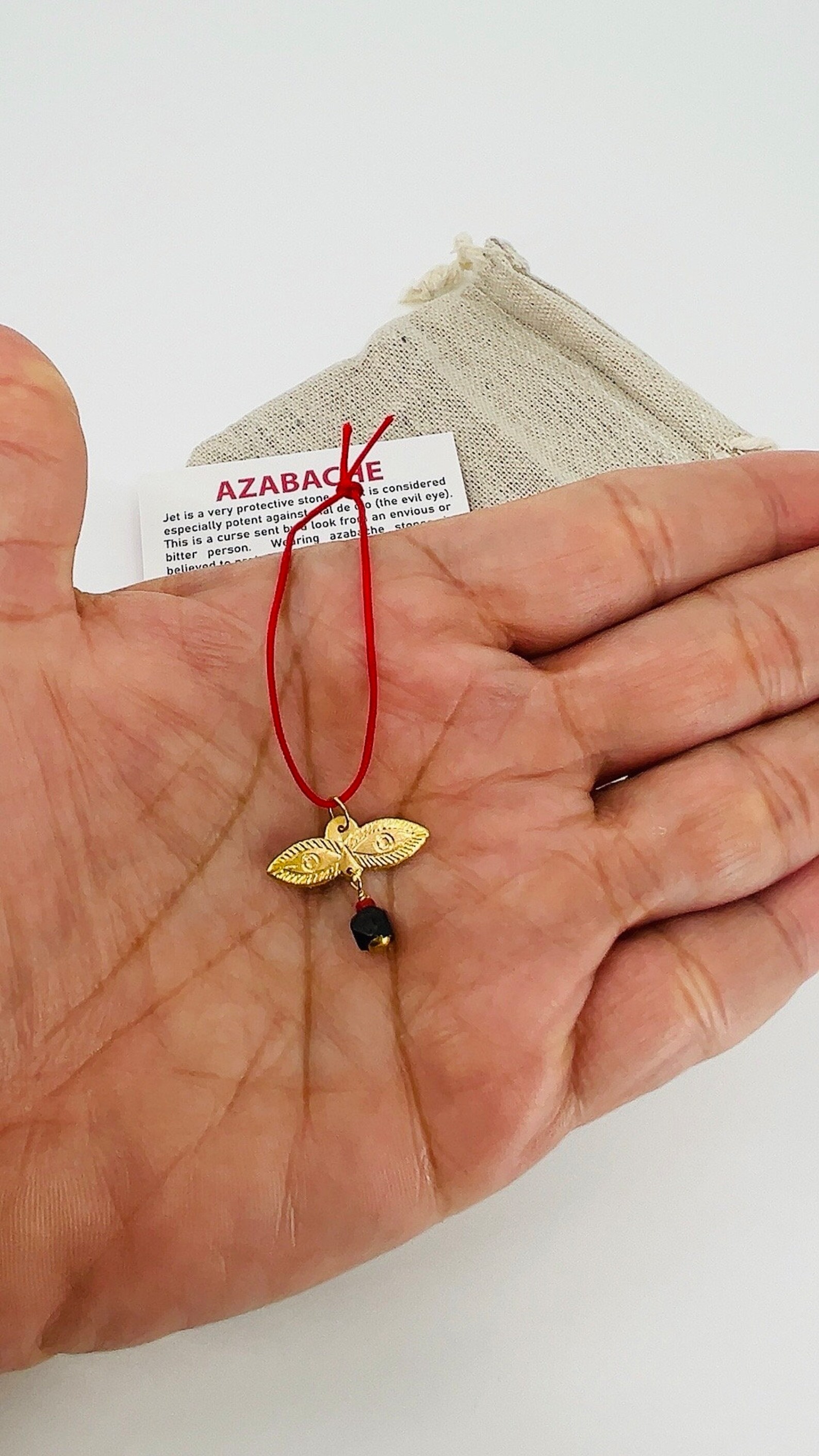 10K Gold Azabache Pendant: Jet Stone Evil Eye Amulet - Etsy