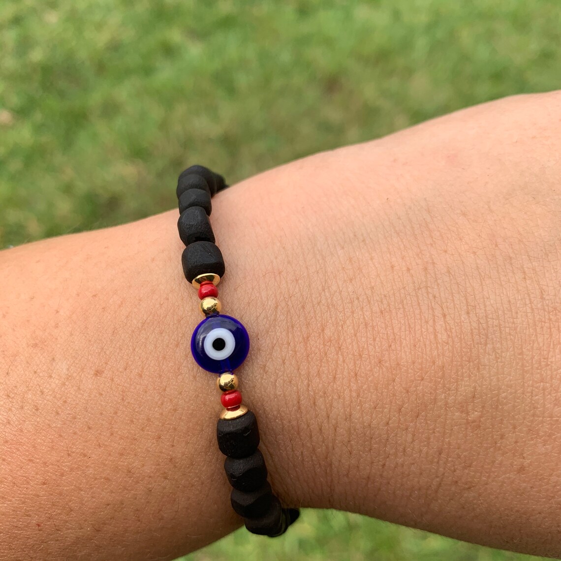 Black Azabache Bracelet Adjustable Evil Eye Protection | Etsy