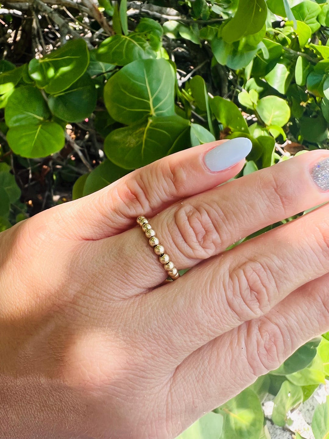 14k Gold Filled • Sterling Silver Beaded Elastic Stretchy Rings ...