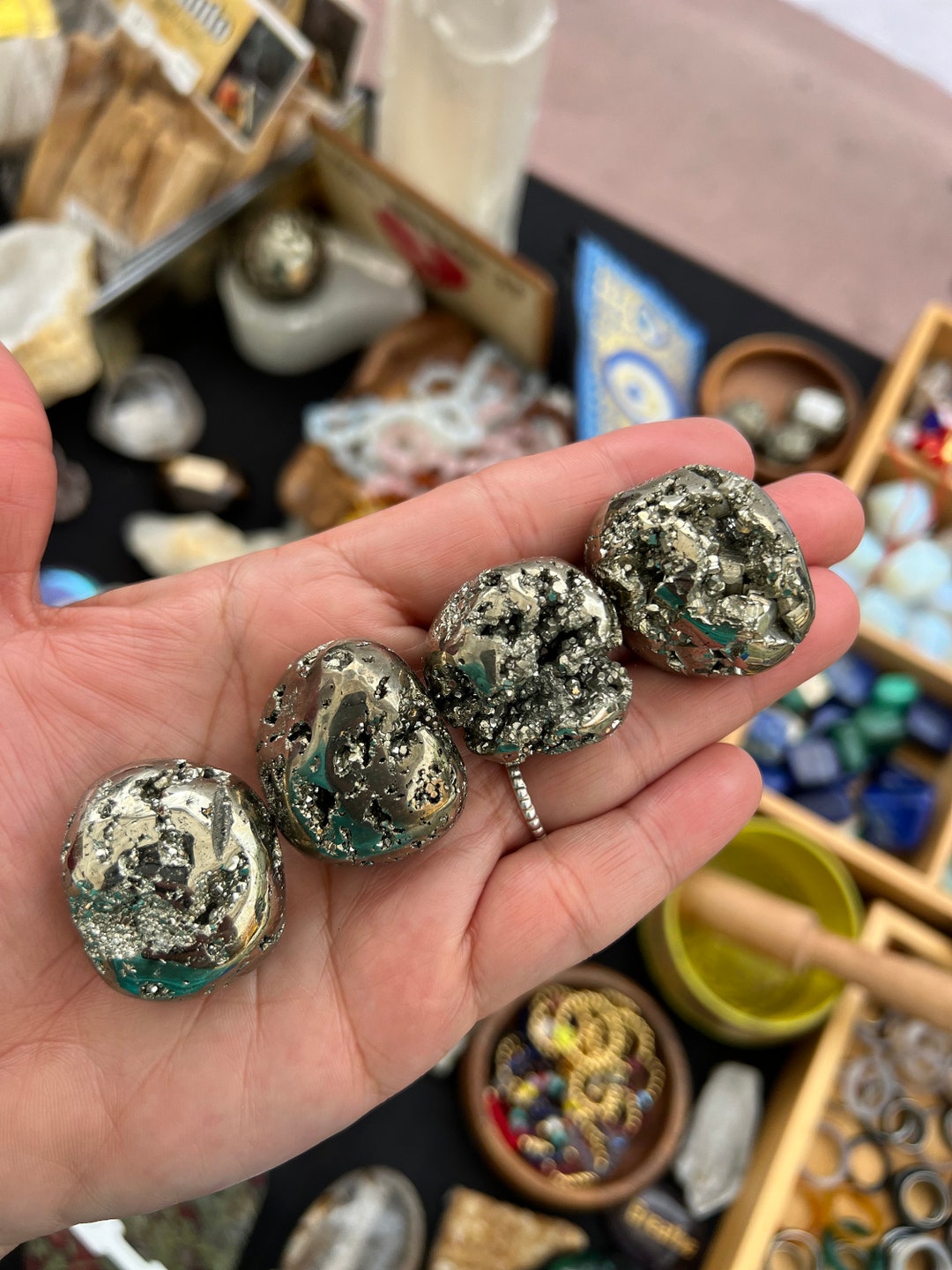 Pyrite Stone• Tumbled Pyrite Crystal From Peru• Prosperity Crystal ...