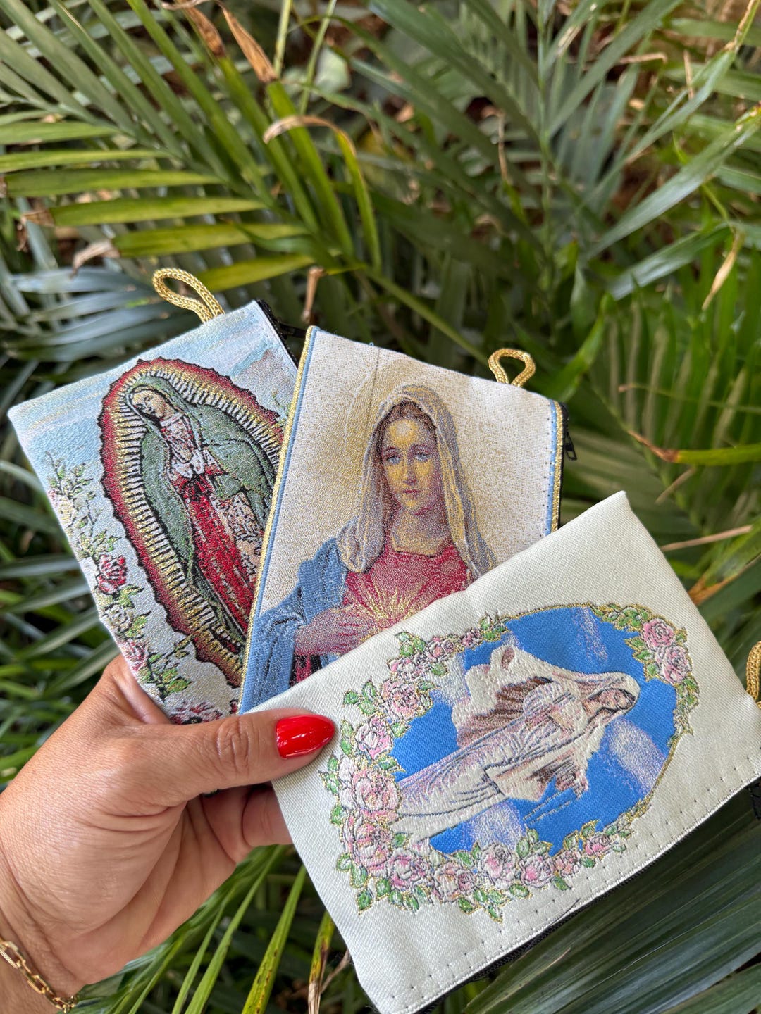 Virgin Mary• Rosary Pouch Prayer Card Holde• , Coin Purse• Zipper ...