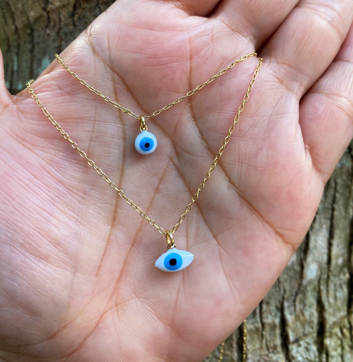 Tiny Evil Eye Necklace Evil Eye Charm Necklace Dainty - Etsy