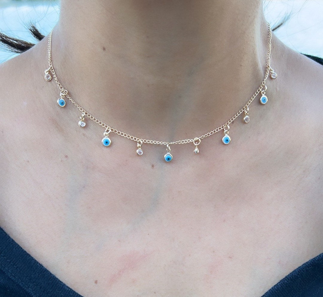 Gold Filled Evil Eye Necklace: Turkish Talisman Protection, 18” - Etsy