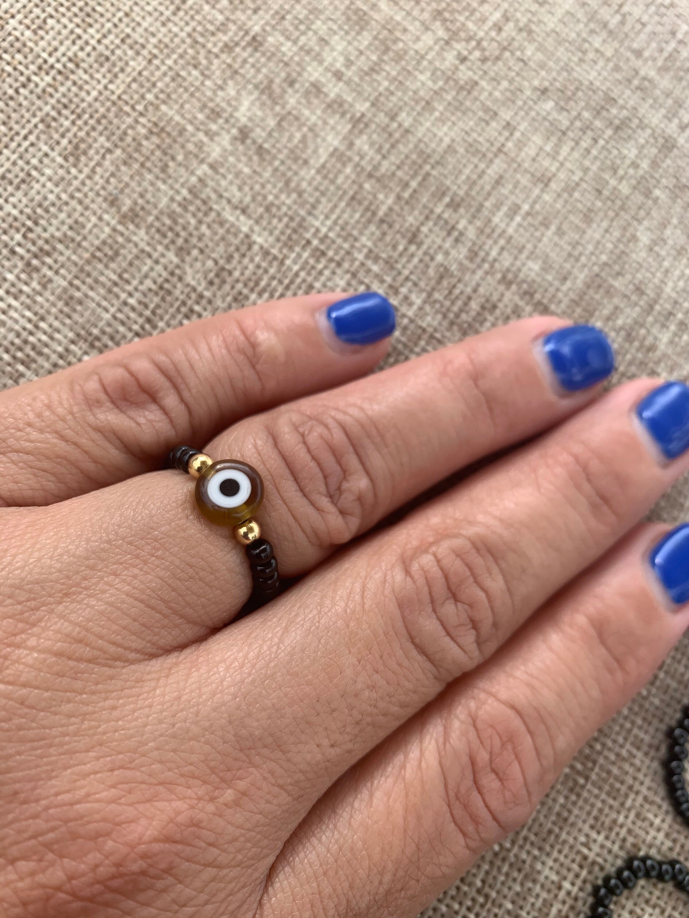 Evil Eye Rings Elastic Rings Evil Eye Jewelry Black Seed | Etsy