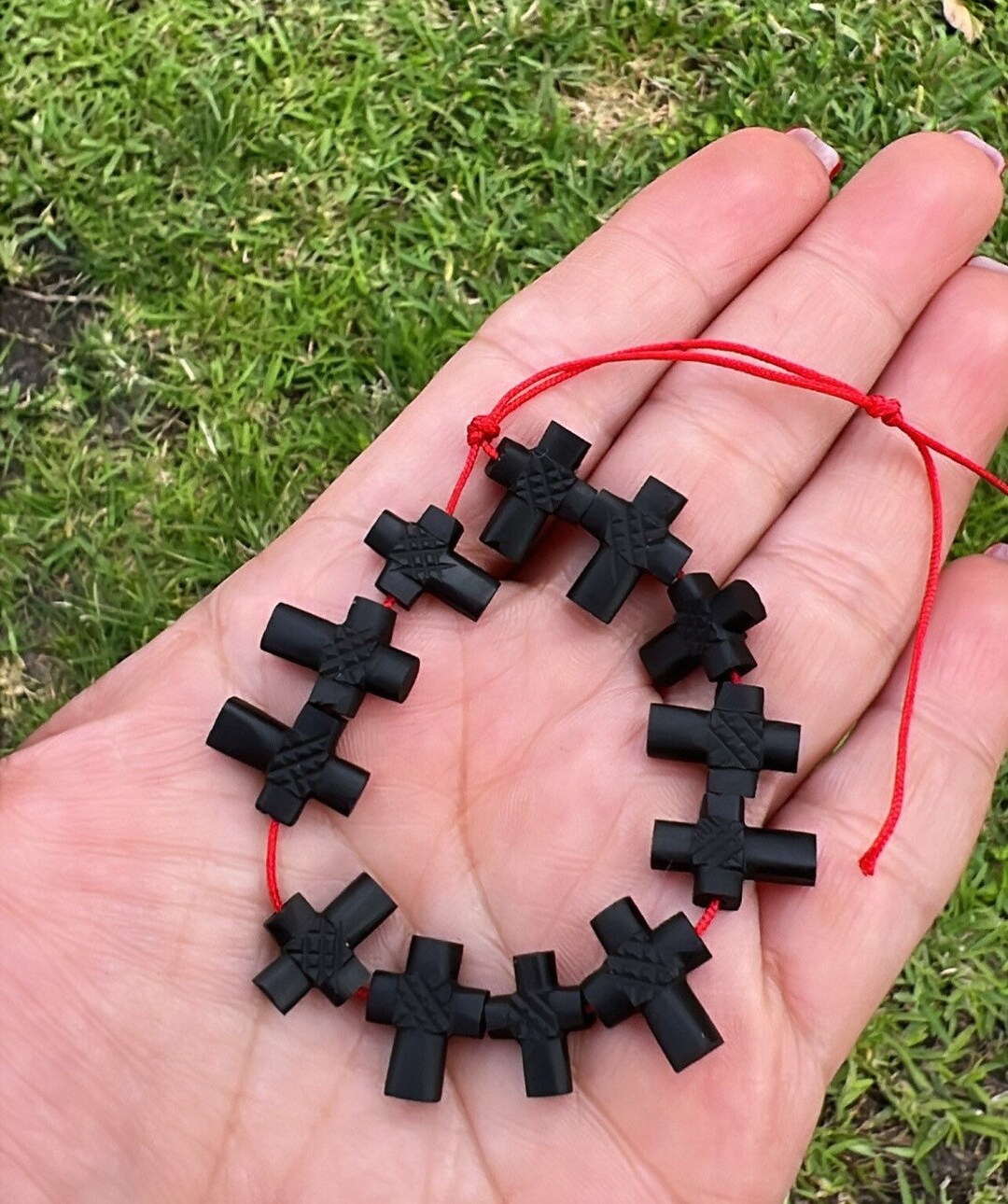 Genuine Azabache Cross • Azabache Beads • Jet Stone Beads • Side Drill ...