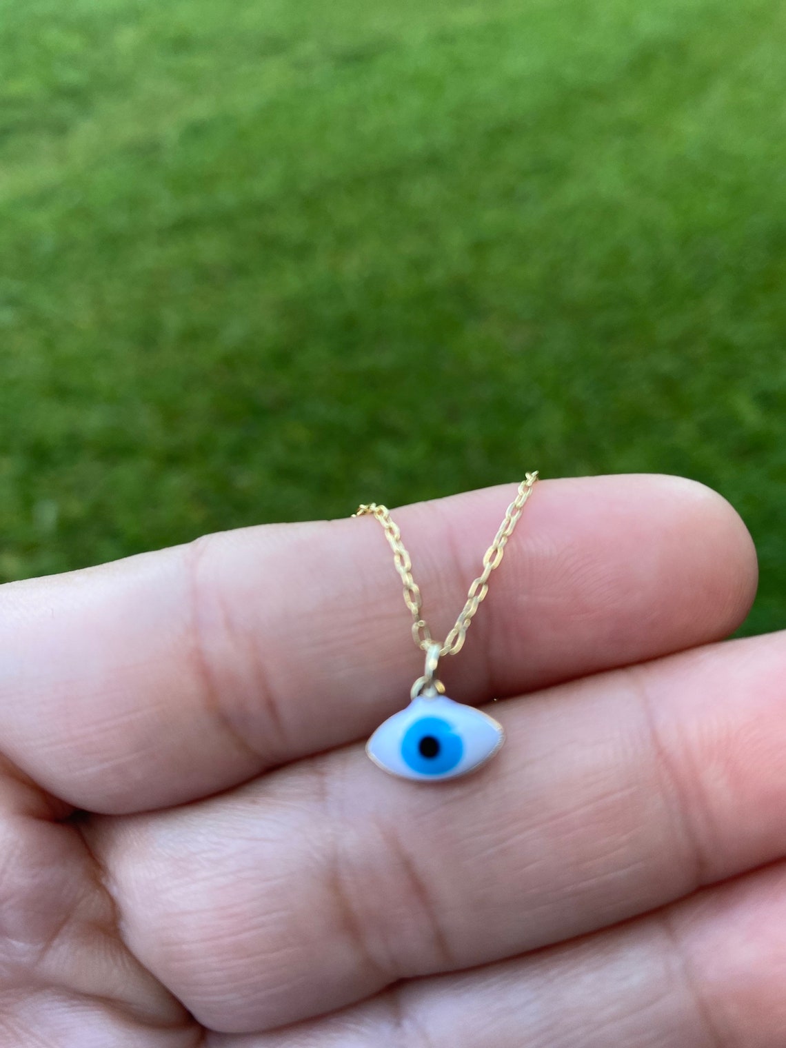 Tiny Evil Eye Necklace Evil Eye Charm Necklace Dainty - Etsy