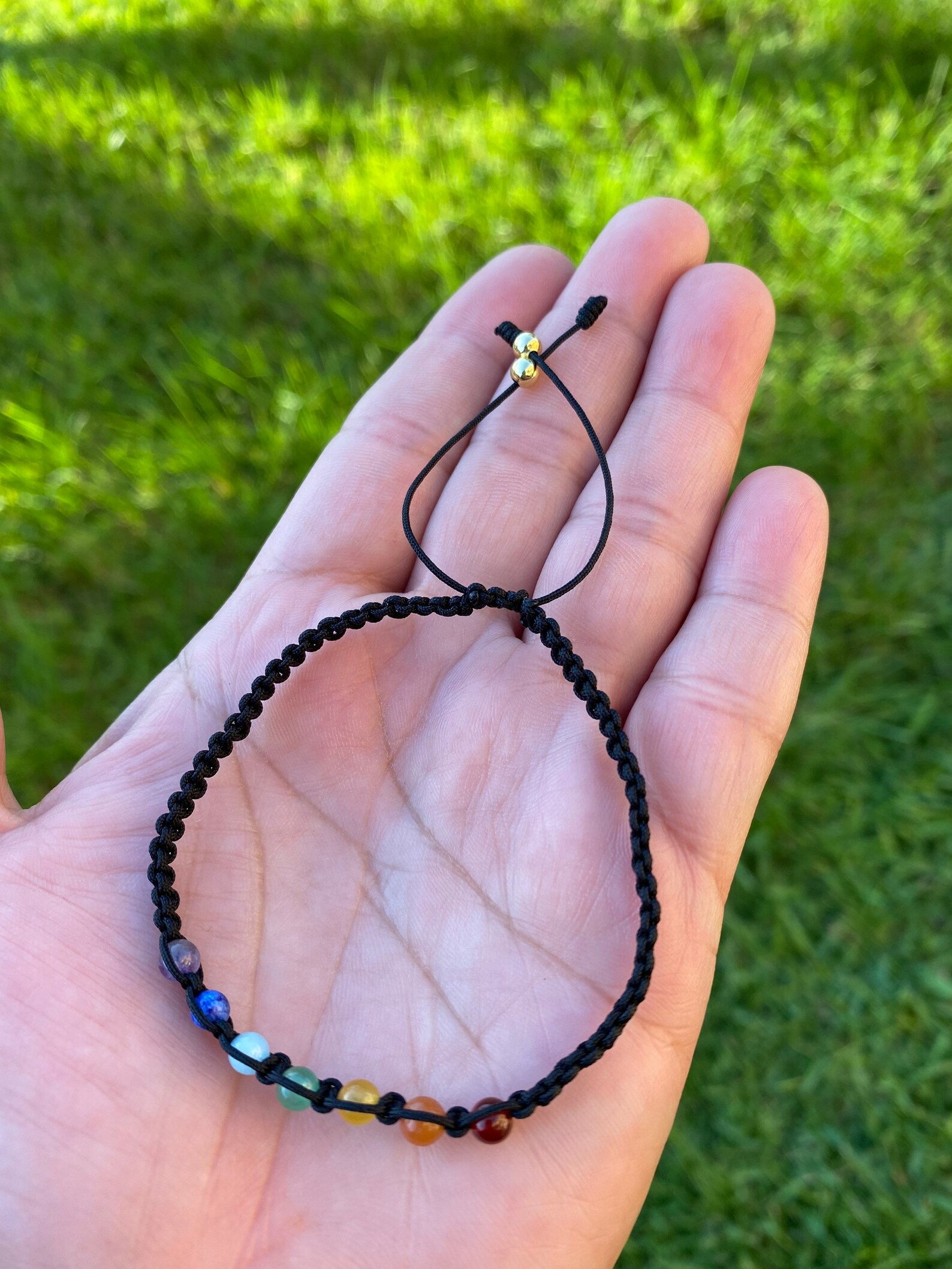 7 Chakras Macrame Bracelets Gemstones Adjustable Bracelets - Etsy