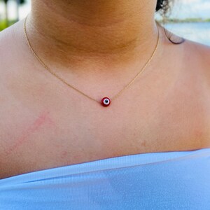 Evil Eye Necklace • Blue Eye • Red Eye • Gold Filled Chain •evil Eye ...