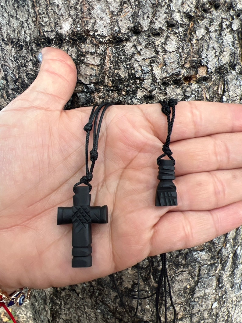 Azabache Cross Necklace Jet Stone Necklace necklace for - Etsy