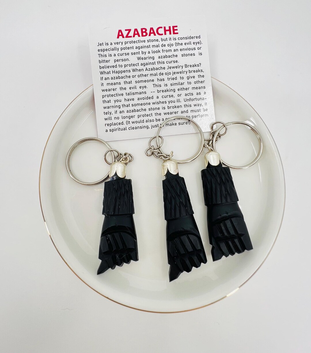 Azabache Figa Keychain: Jet Stone Protection, Handmade Car Accessory - Etsy
