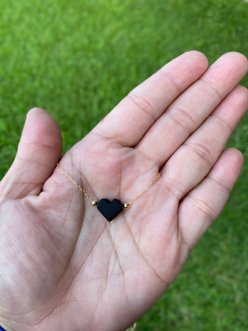 Protection Necklace • Azabache Heart • Jet Stone •handmade Jewelry • 18 ...