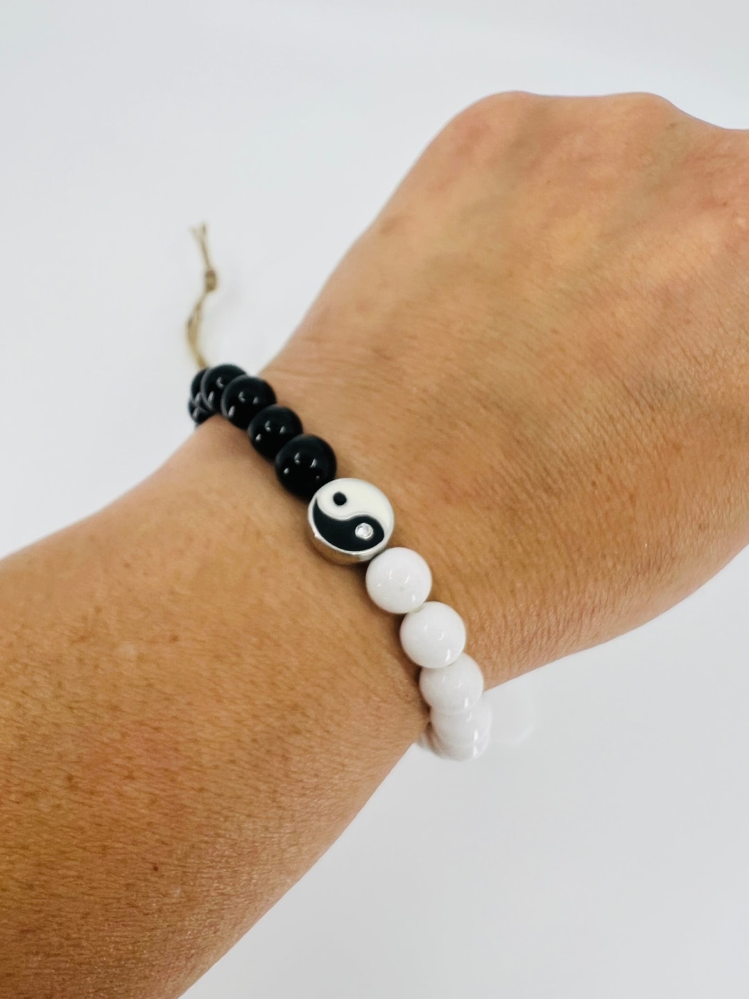 Yin Yang Bracelet • Yin Yang Symbol • Black Onyx Beaded Bracelet ...