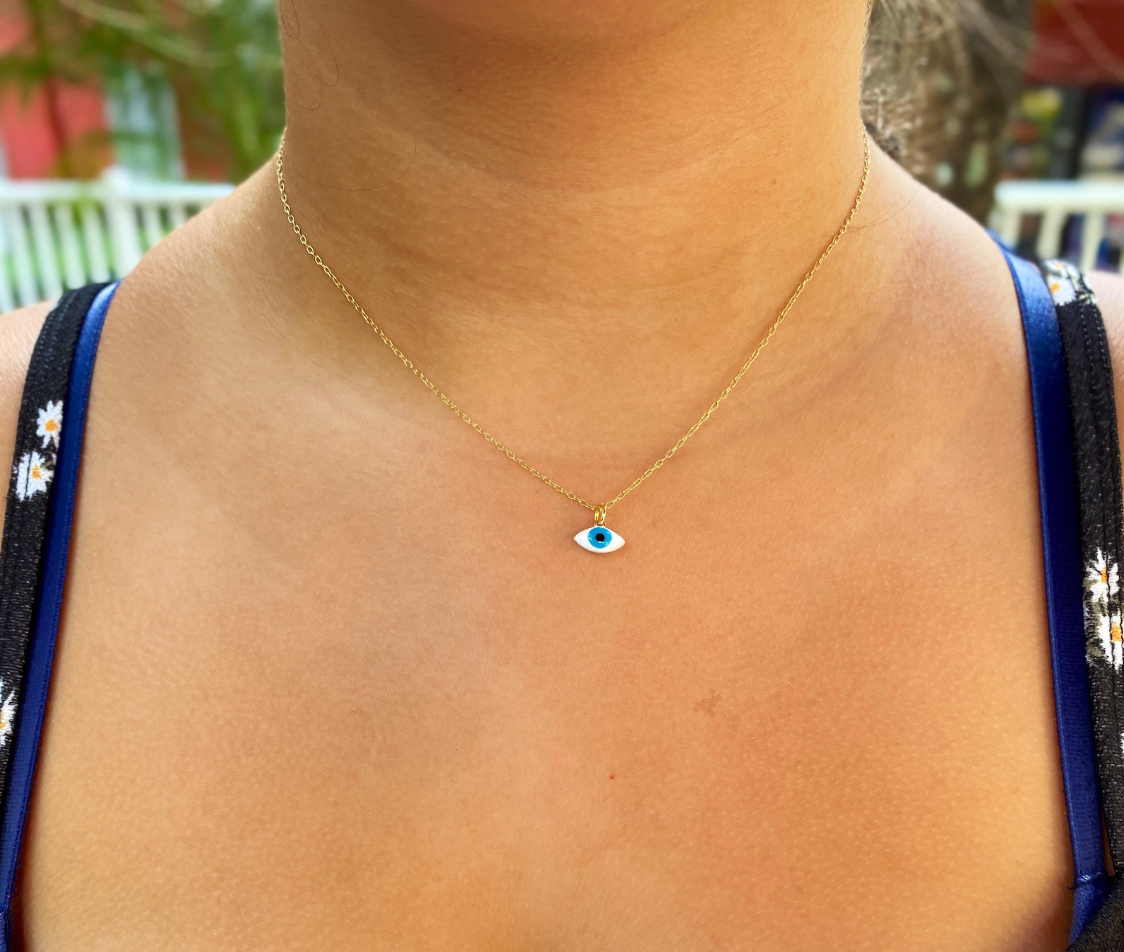 Tiny Evil Eye Necklace Evil Eye Charm Necklace Dainty - Etsy