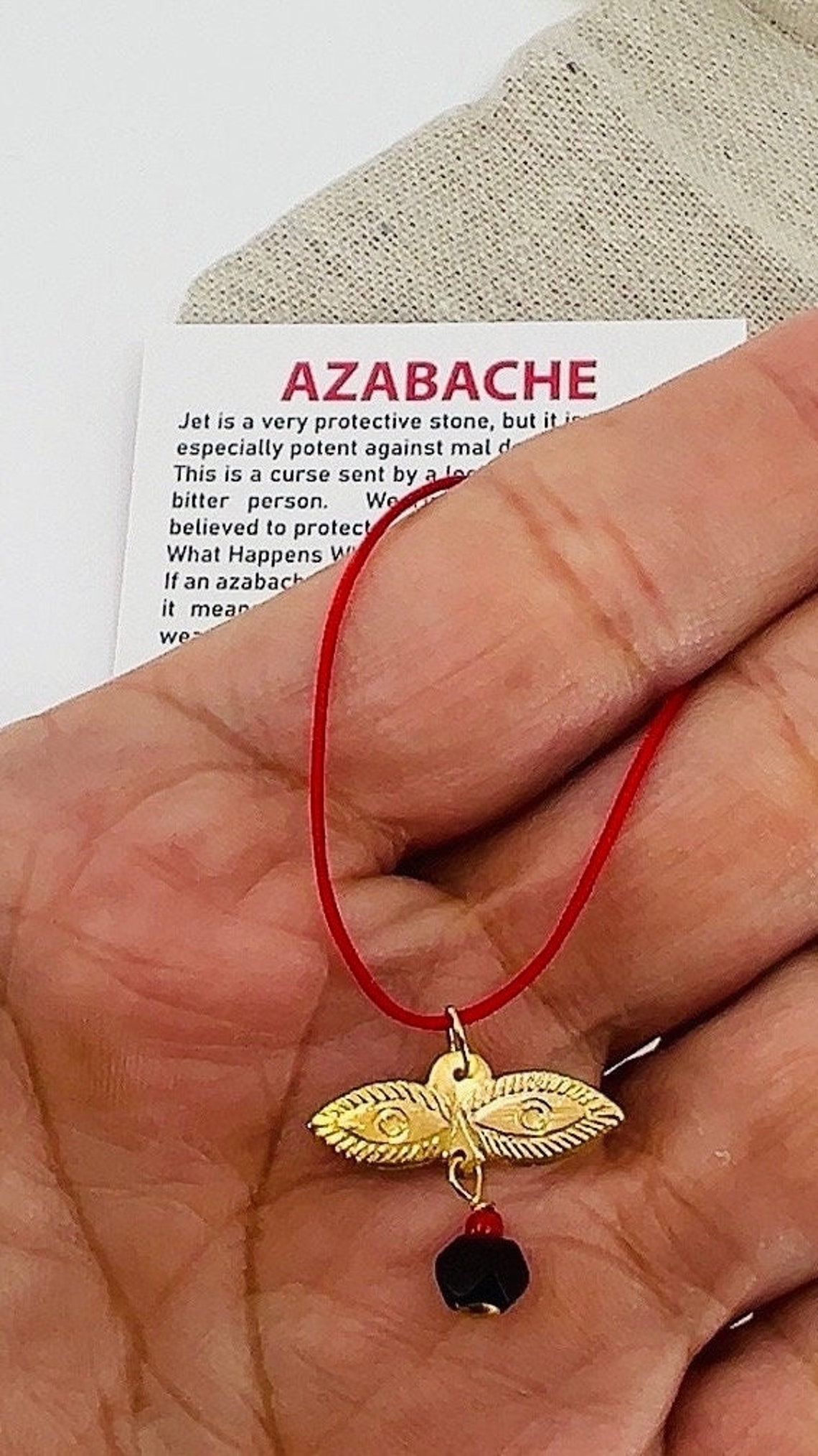 10K Gold Azabache Pendant: Jet Stone Evil Eye Amulet - Etsy