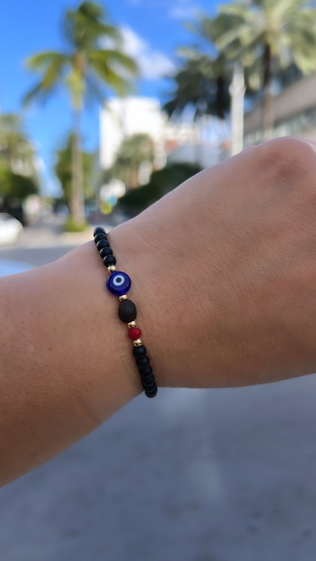 Protection Bracelet Evil Eye Beaded Bracelet Azabache Beaded Bracelet Black Onyx Matte Beads Stretchy Bracelet for Protection Etsy