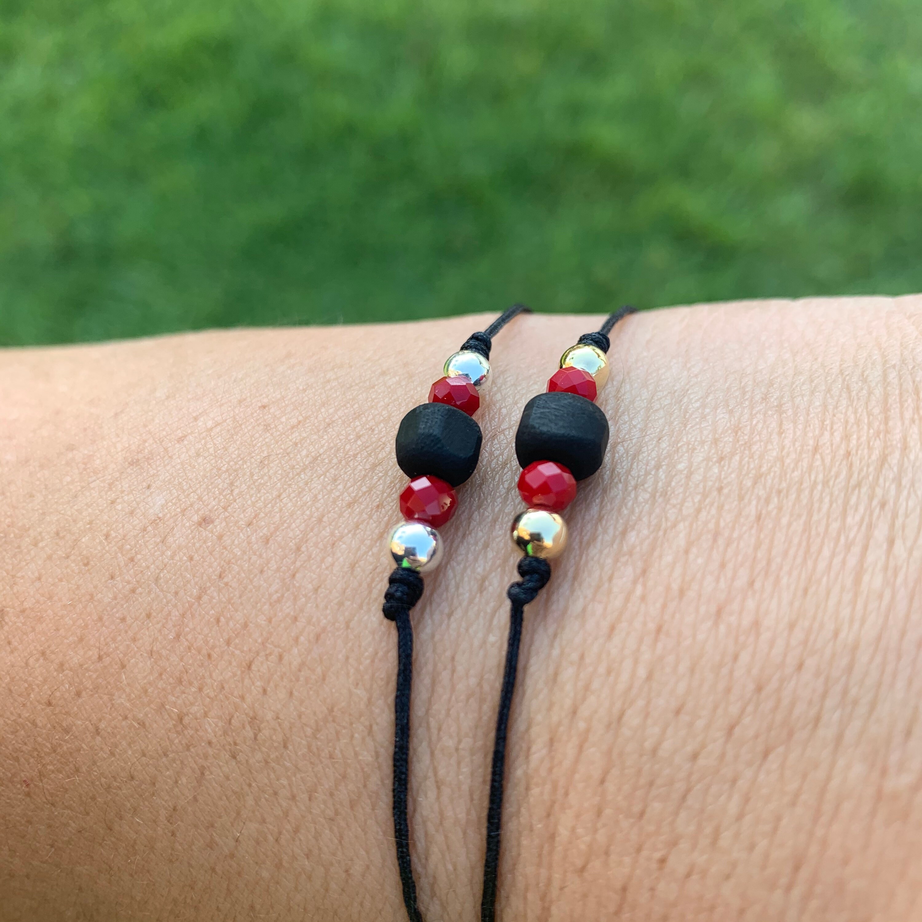 Genuine Azabache W/ Red Beads - Adjustable- Red/ Black String ...