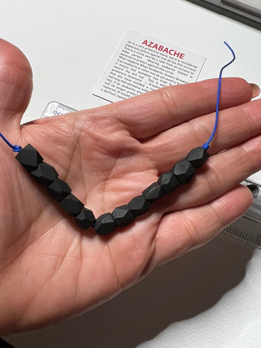 Azabache Beads • Faceted Square Azabache Beads • Jet Stone Beads ...