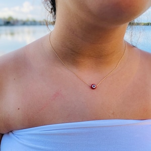 Evil Eye Necklace • Blue Eye • Red Eye • Gold Filled Chain •evil Eye ...