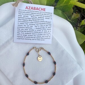 Azabache Bracelet: Jet Stone & 18K Goldfilled, Protection Jewelry - Etsy