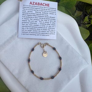 Azabache Bracelet: Jet Stone & 18K Goldfilled, Protection Jewelry - Etsy