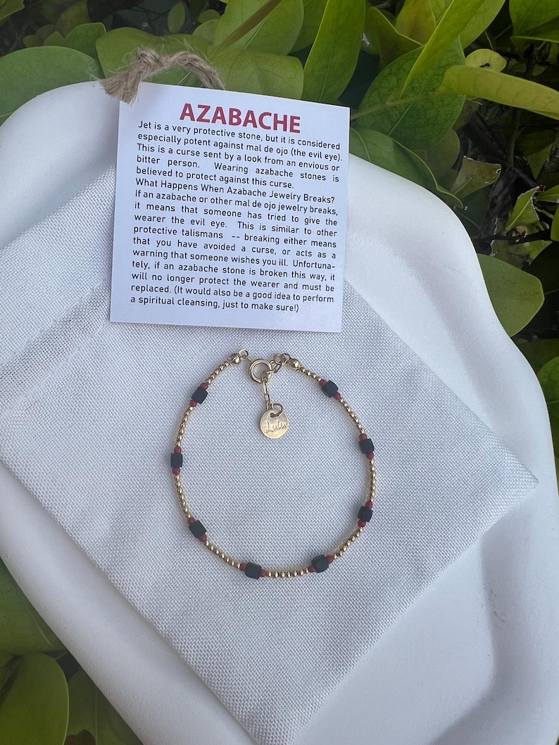 Azabache Bracelet: Jet Stone & 18K Goldfilled, Protection Jewelry - Etsy