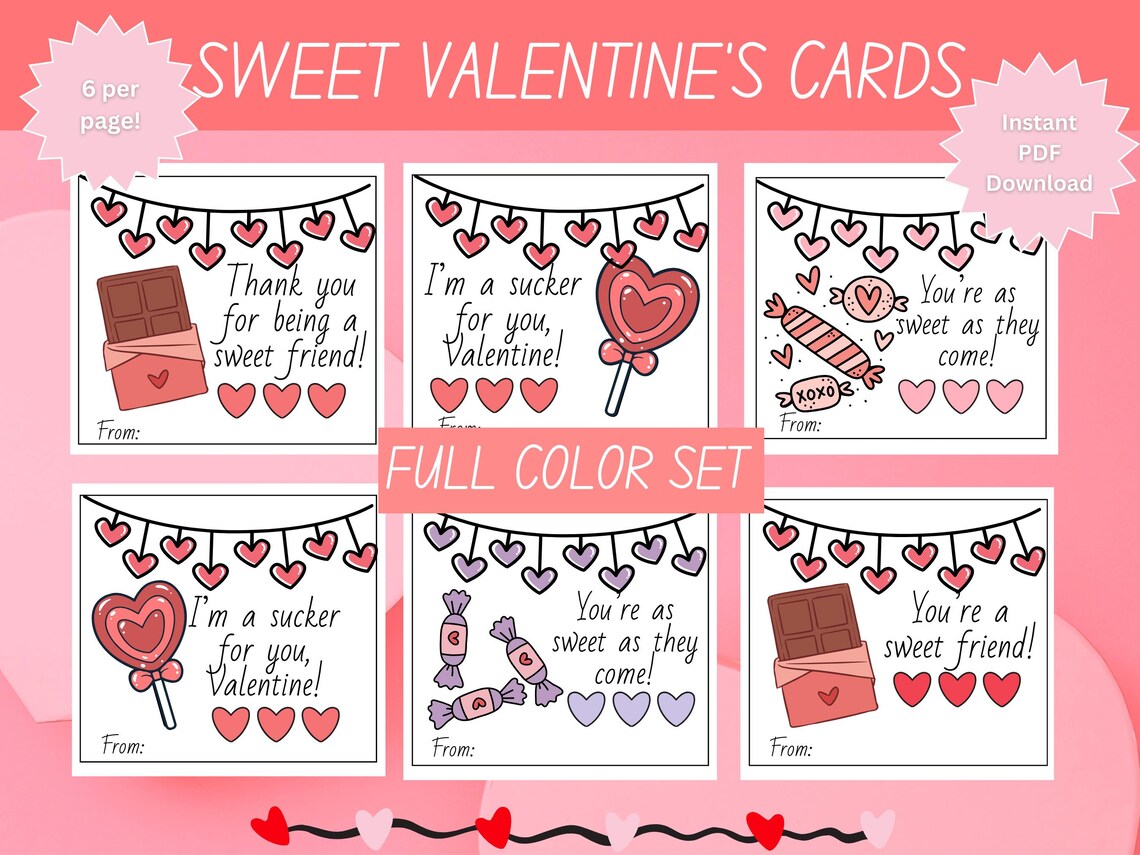 Printable Classroom Valentine's Cards | Kid's Valentine's Day Cards ...