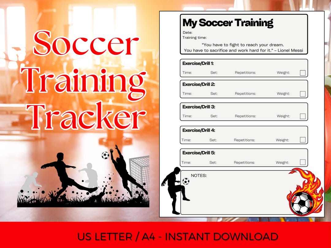 Printable Soccer Training Tracker – Coach Planner & Athlete Workout Log ...