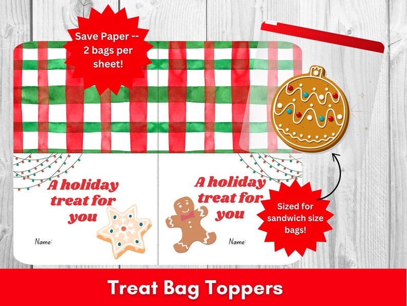 Holiday Treat Bag Topper, Classroom Party Printable, Digital Download ...