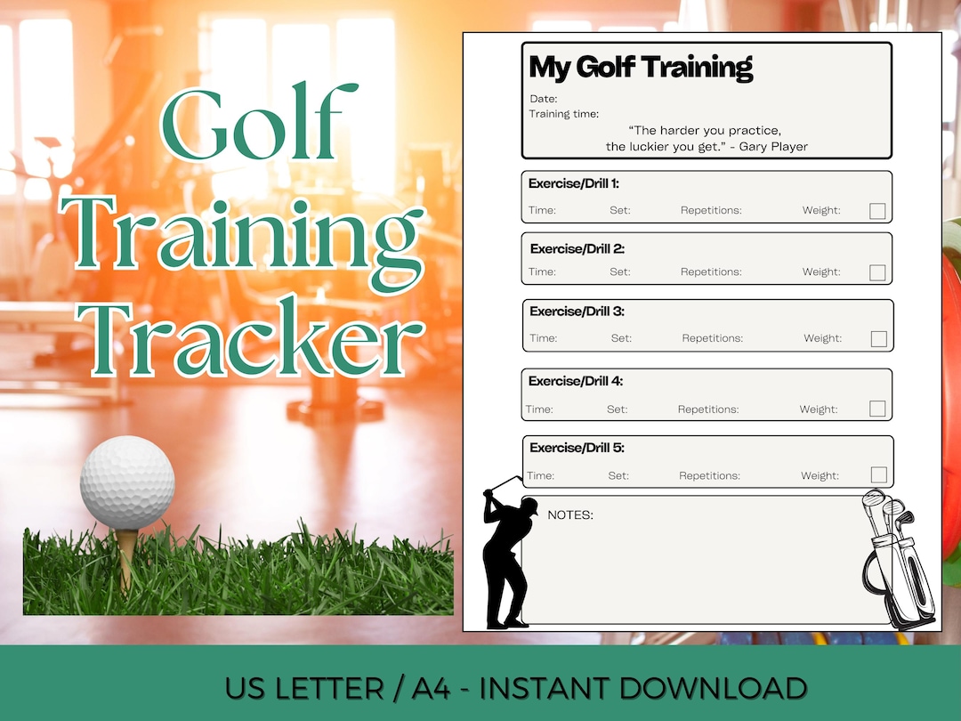 Printable Golf Training Tracker, Printable Exercise Plan, Digital PDF ...