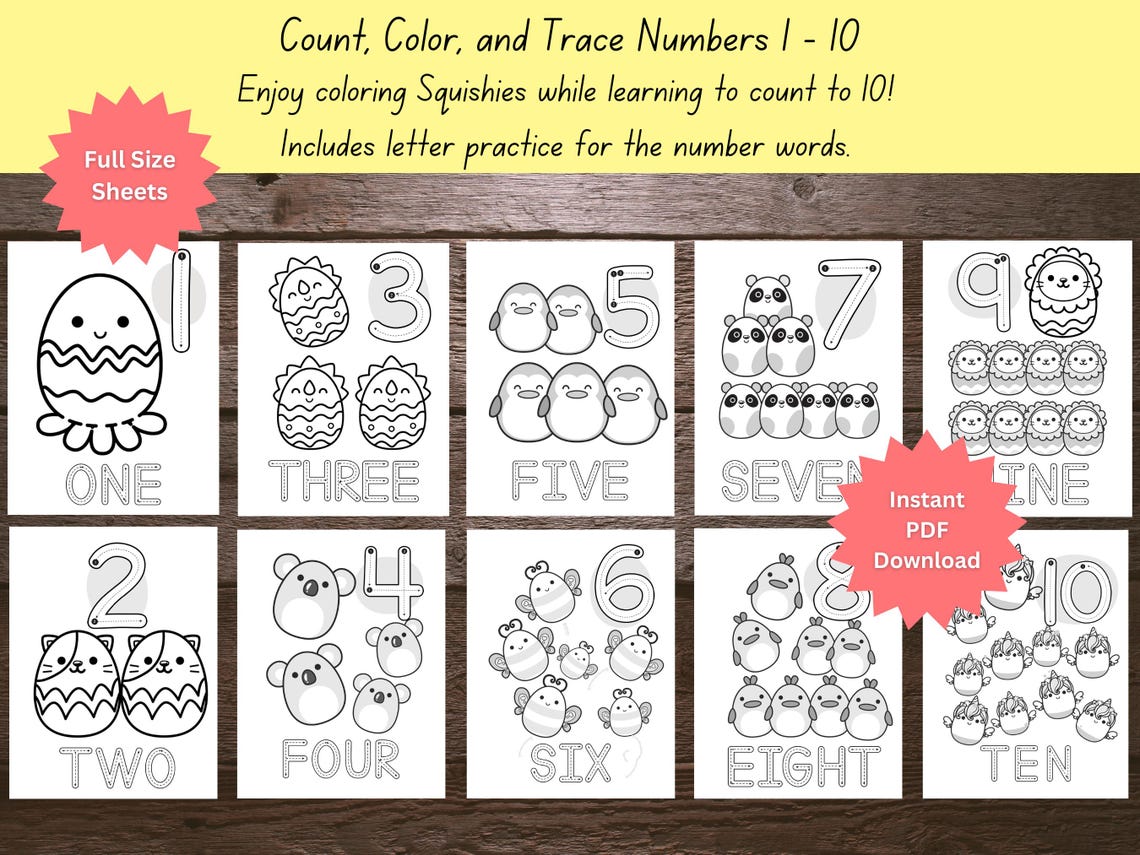 Printable Numbers 1-10 Color and Trace Activity | Printable Number ...