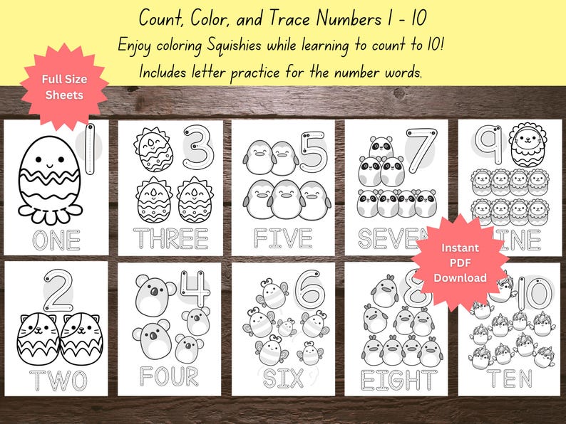 Printable Numbers 1-10 Color and Trace Activity | Printable Number ...