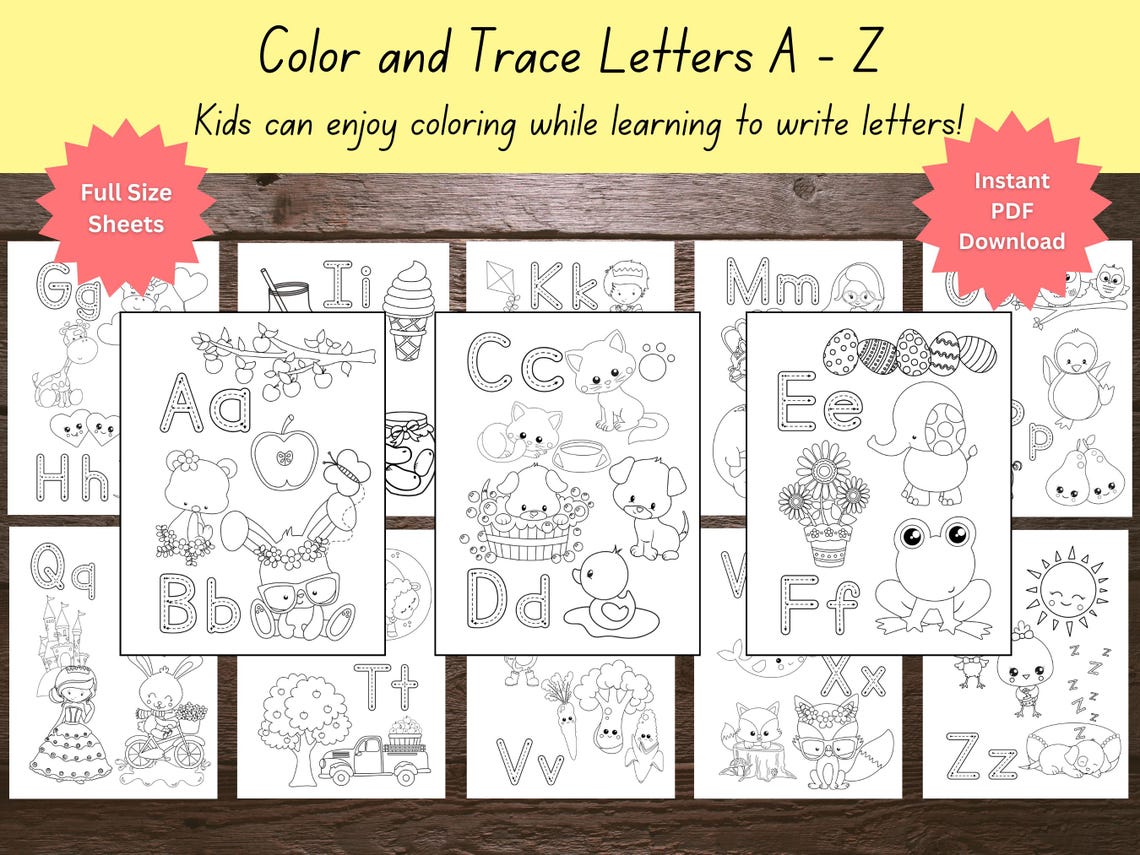 Letters A-Z Color and Trace Activity | Upper Case Letter Tracing ...