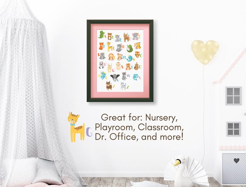 Printable Alphabet Poster – Animal Nursery Art, Printable Uppercase A-Z ...