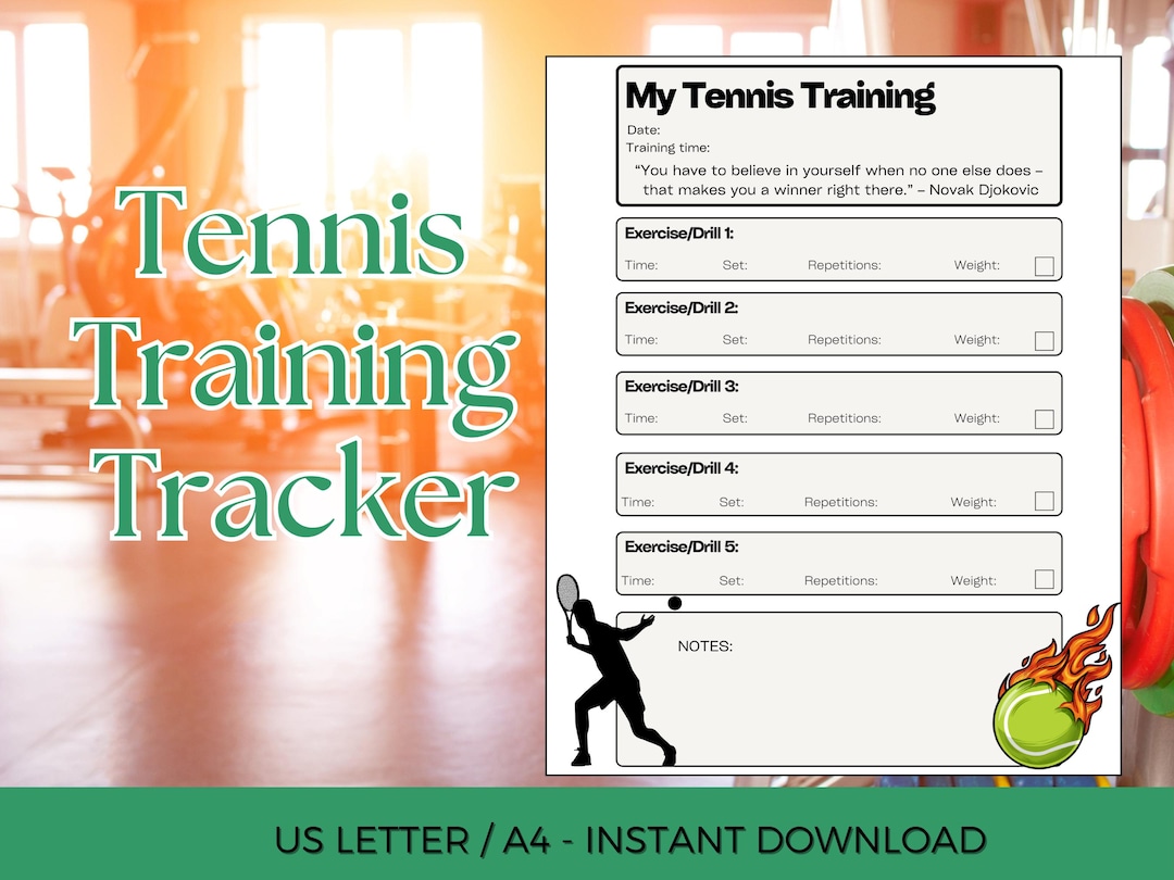 Printable Tennis Training Tracker Printable Tennis Coach Planner ...