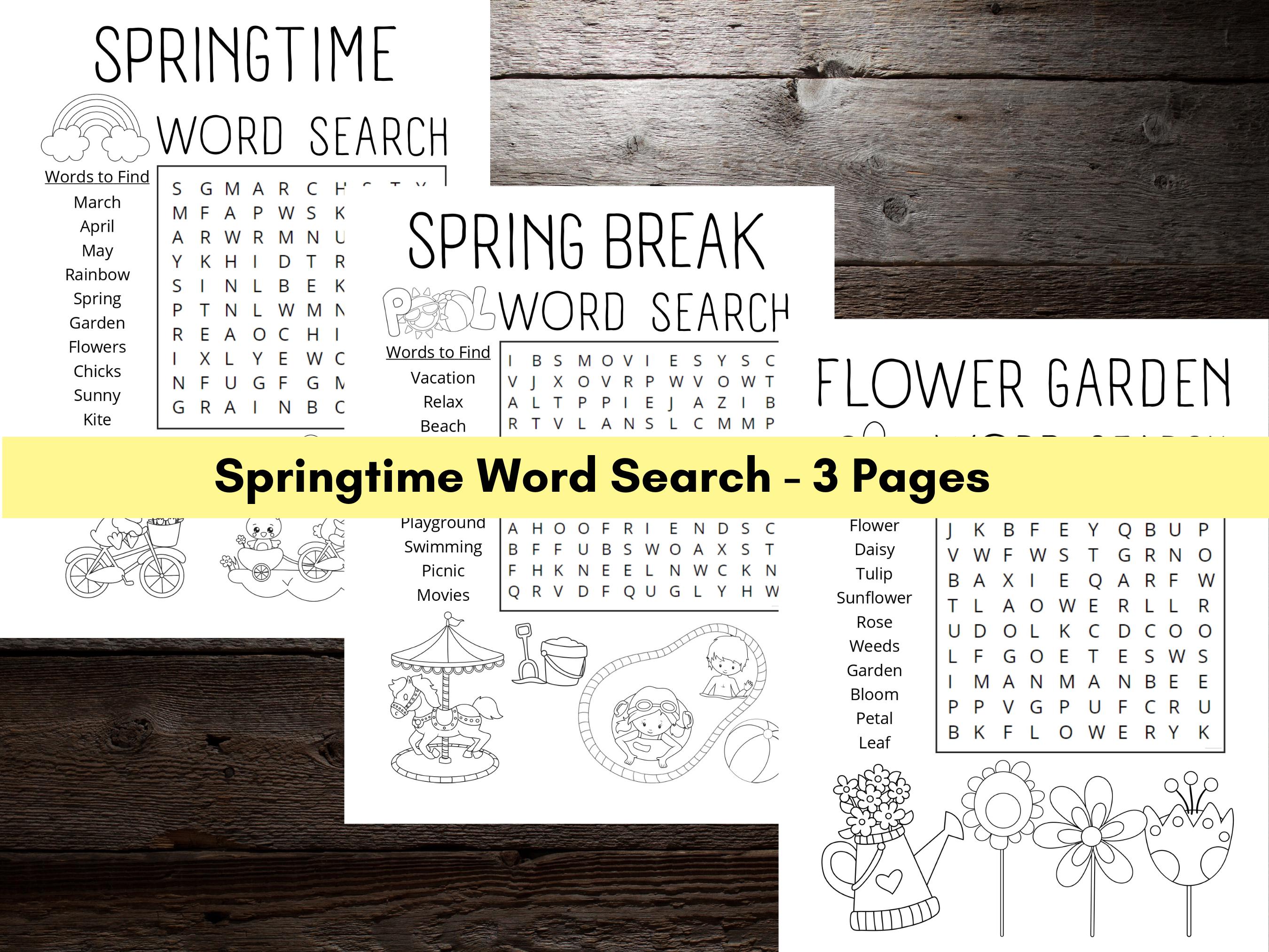 Printable Word Search | Spring Activity and Coloring Page | Printable ...