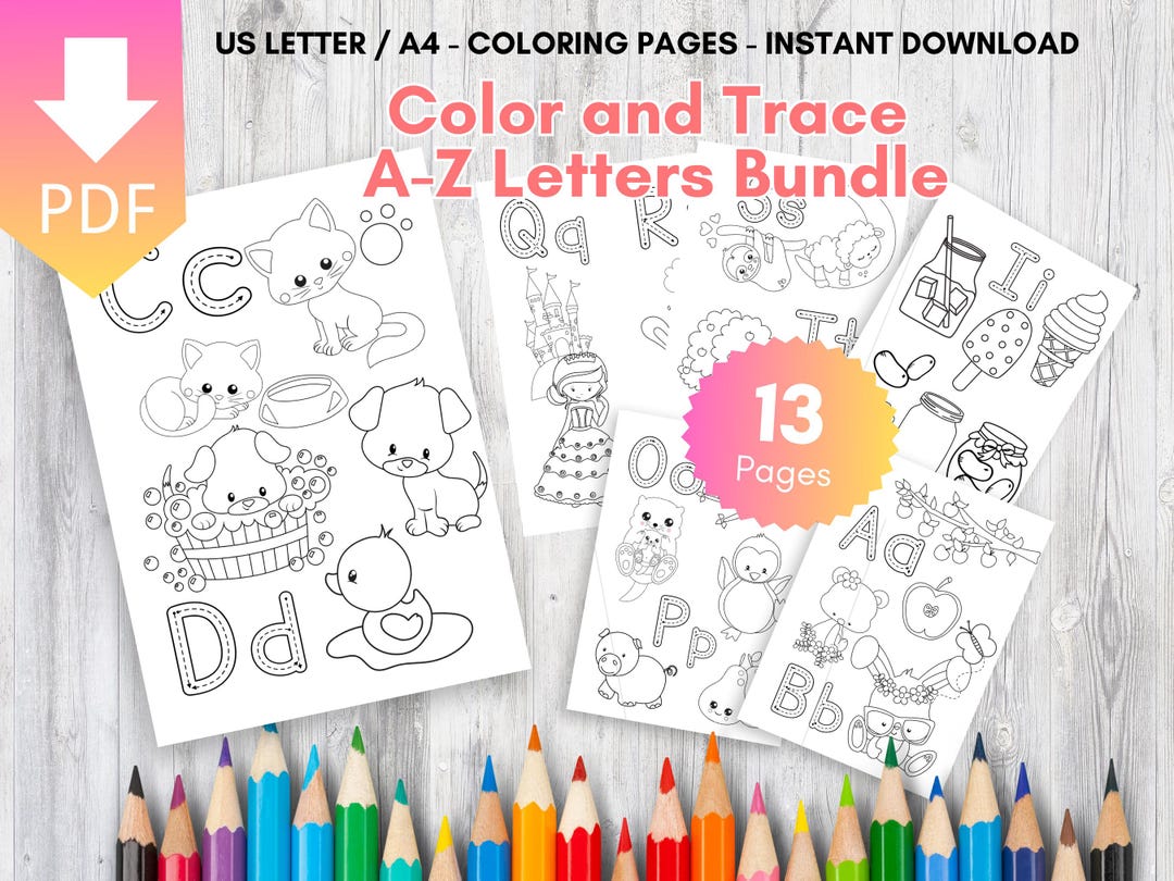 Letters A-Z Color and Trace Activity | Upper Case Letter Tracing ...