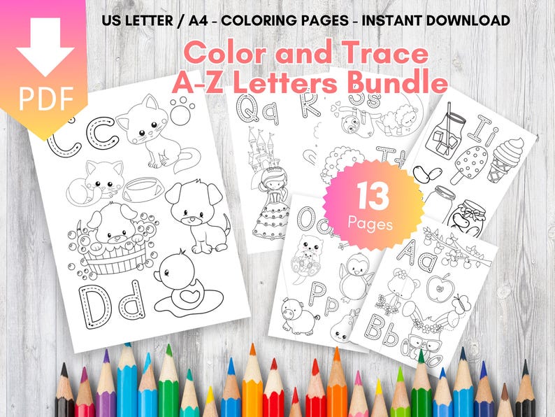 Letters A-Z Color and Trace Activity | Upper Case Letter Tracing ...