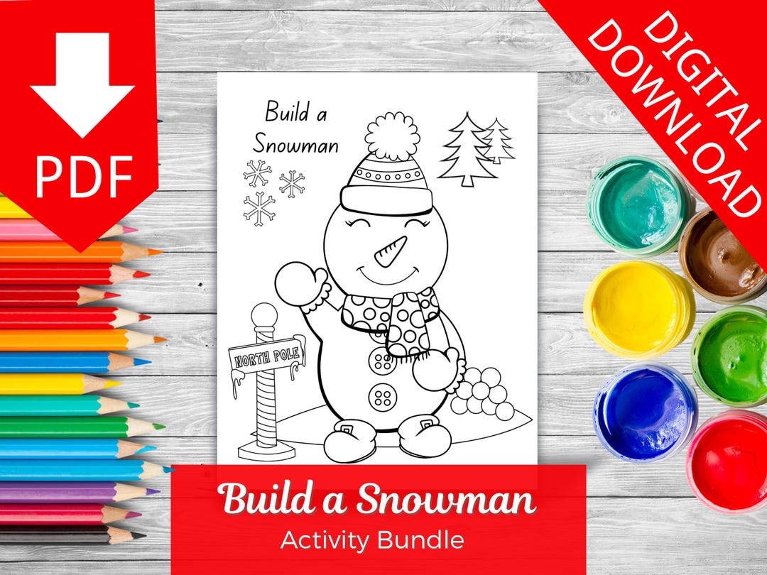 Build a Snowman Activity Bundle, Printable 9 Pages Digital Download PDF ...